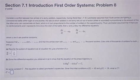 Solved Section 71 Introduction First Order Systems Problem