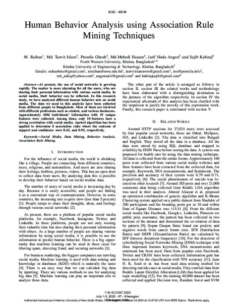Pdf Human Behavior Analysis Using Association Rule Mining Techniques