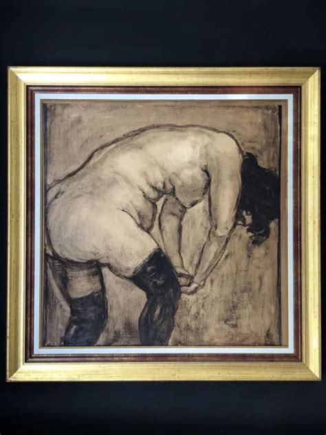 AUTHENTIC ANTIQUE ORIGINAL DRAWING BOARD Signed LEON FAUCHE Woman Naked