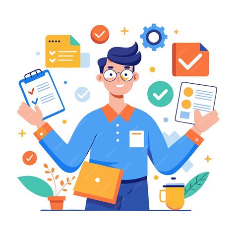Animated Characters Organising Tasks In A Flat Style Digital