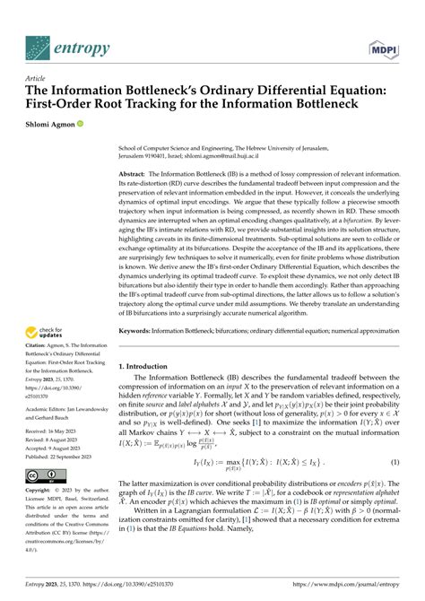 Pdf The Information Bottlenecks Ordinary Differential Equation