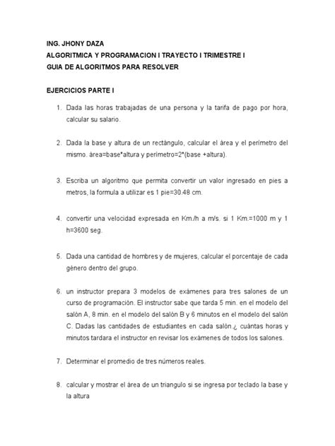 Guia Ejercicios Algoritmica Pdf Salario Presupuesto