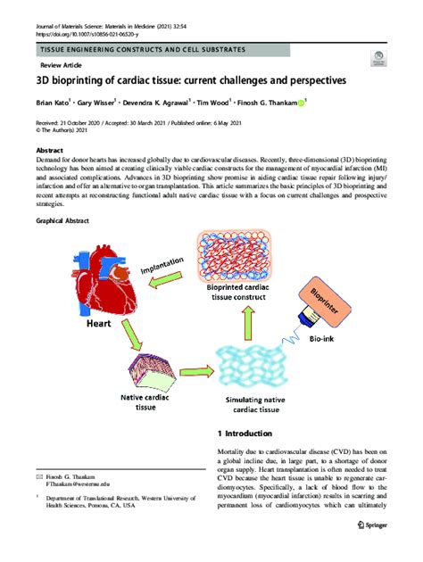 Pdf 3d Bioprinting Of Cardiac Tissue Current Challenges And