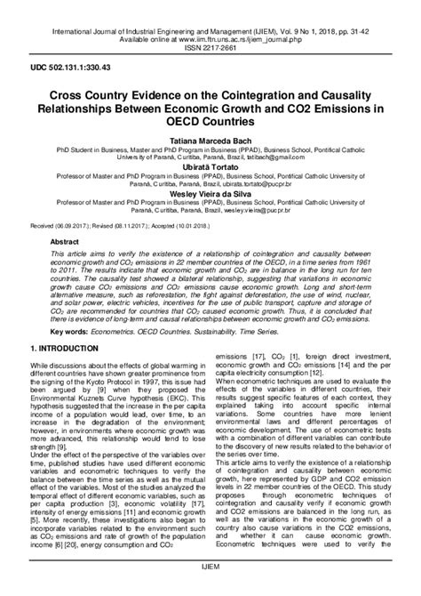 Pdf Cross Country Evidence On The Cointegration And Causality