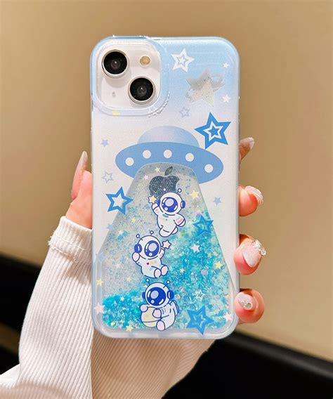 모이몰 우주인 아쿠아 워터 글리터 갤럭시 S24 S23 울트라 플러스 형광 실리콘 범퍼 아이폰 16 15 14 13 프로 맥스 귀여운 반짝이 디자인 케이스