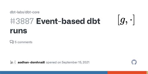 Event Based Dbt Runs · Issue 3887 · Dbt Labsdbt Core · Github