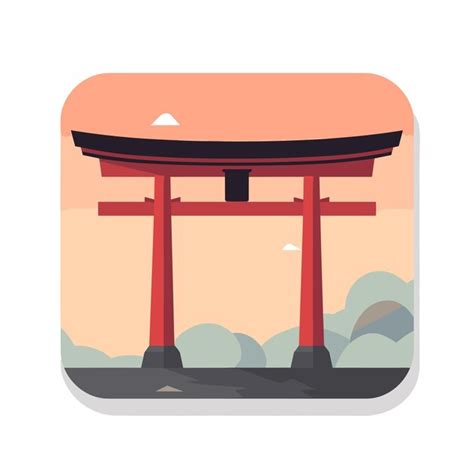 Premium Vector Vector Flat Icon Of A Red Tori Gate Icon In A Flat