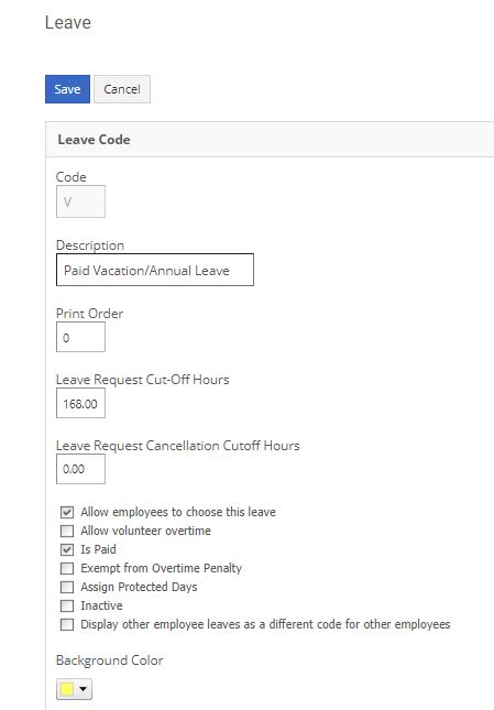 Leave Codes Helpdocs