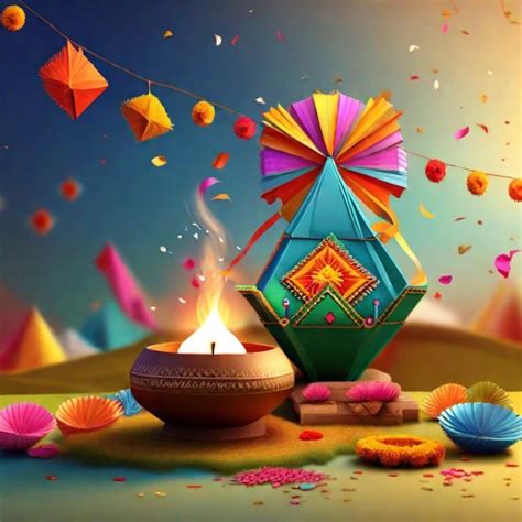 Premium Ai Image A Vibrant Makar Sankranti Background With Colorful