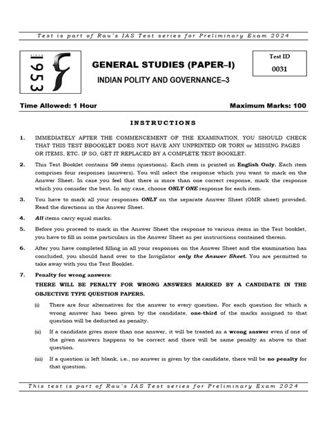 Raus Ias Prelims 2024 Test 14 Upscmaterial Online Pdf