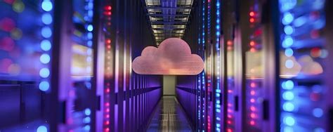 Futuristic Data Center With Illuminated Servers And A Digital Cloud Symbol Representing Advanced