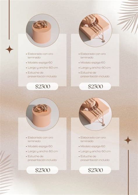 Documento a4 Catálogo de Joyas Elegante Beige y Marrón Templates by