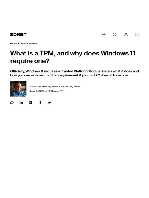 What Is A Tpm And Why Does Windows 11 Require One Zdnet Pdf Bios Windows 10