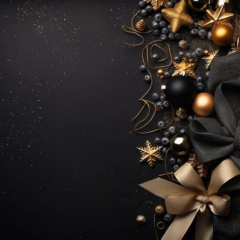Um fundo de natal feito de preto e dourado preto como cor primária ia generativa Foto