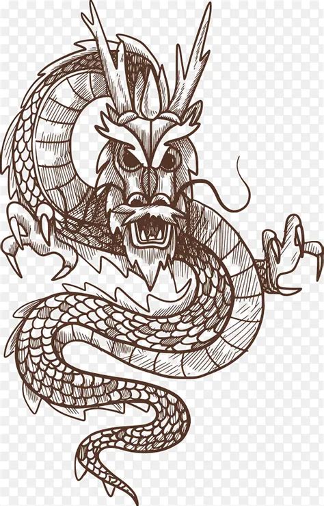 手绘素描的中国龙PNG图片素材下载 图片编号7701509 PNG素材网