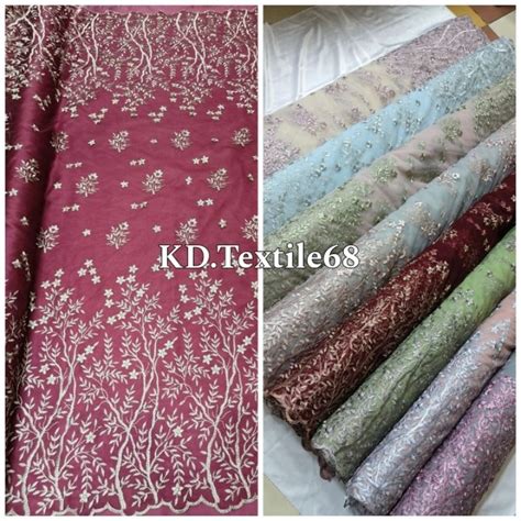 Jual Kain Tille Bordir Pinggir Two Tone Brokat Two Tone Kain Brokat Kebaya Shopee Indonesia