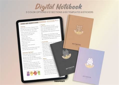 Cute Digital Notebook Hyperlinked Daily Planners