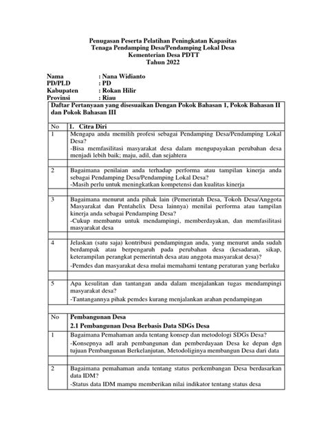 Form Penugasan Peserta Pelatihan Peningkatan Kapasitas Tpp 2022 Pdf