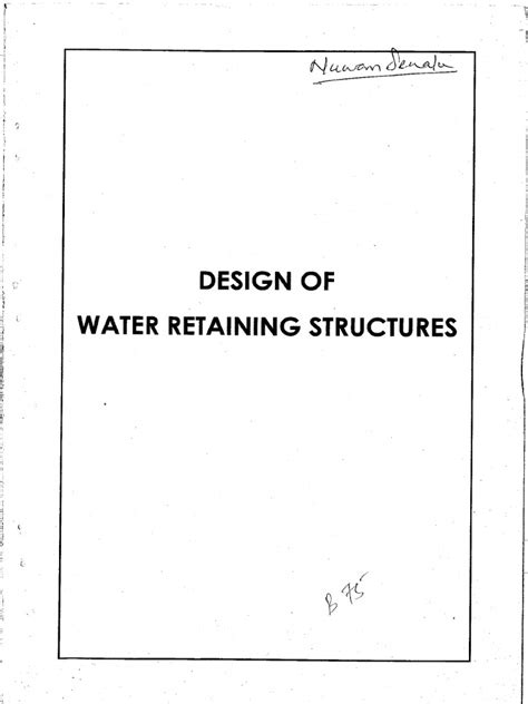 Water Retaining Structure Prof Nanayakkara Pdf