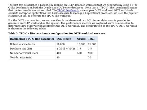 Use Case 1 Oltp Workload Using Tpc Clike Benchmark Reference Architecture Guide—consolidate