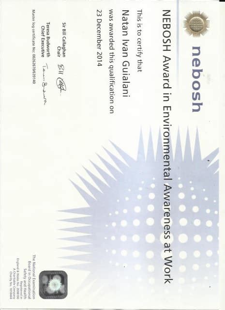 Nebosh Certificate Pdf