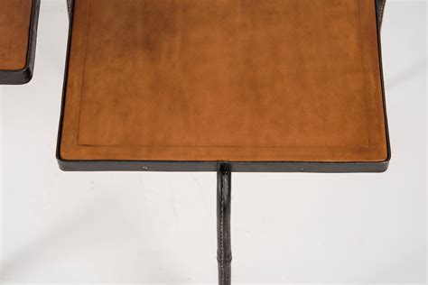 1950s Stitched Leather Nesting Tables By Jacques Adnet At 1stdibs
