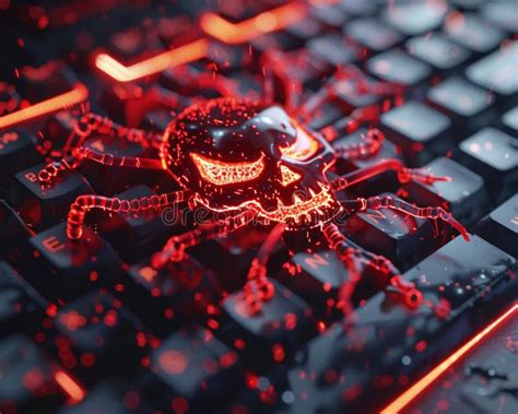 3d Rendered Image Of A Malware Infected Computer Cyber Attack Warning
