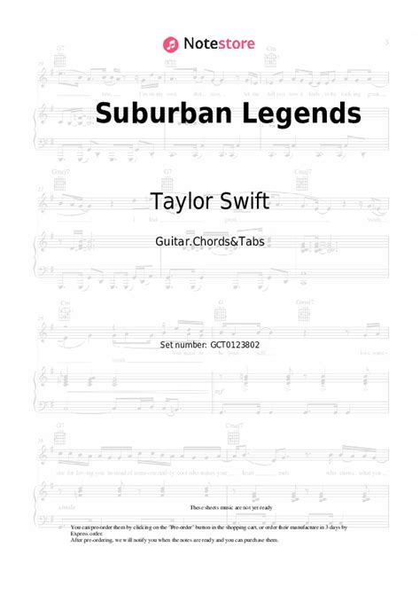 Taylor Swift Suburban Legends Acordes Notas De Guitarra En Note