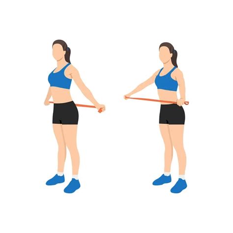 Woman Doing Resistance Band Tricep Overhead Extensions Exercise Flat