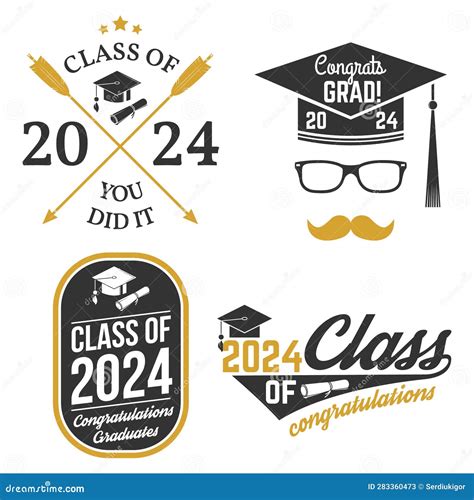 Set Of Vector Class Of 2024 Badges Concept For Shirt Print Seal