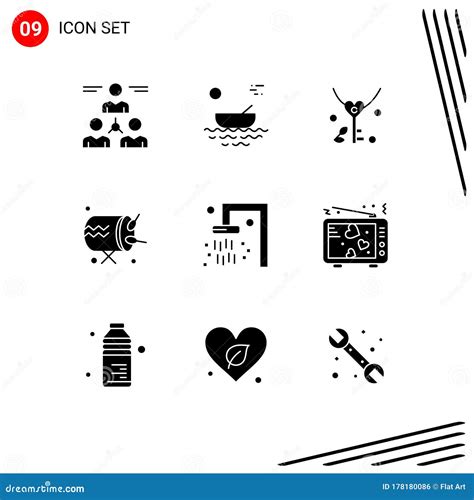 9 Solid Glyph概念用于网站Mobile和Apps公告barabanriverdrumheart 向量例证 插画 包括