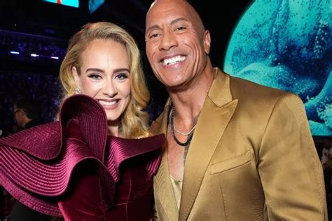 Adele Blushes As She Meets Dwayne Johnson At Grammys After Saying Shed Cry If They Met