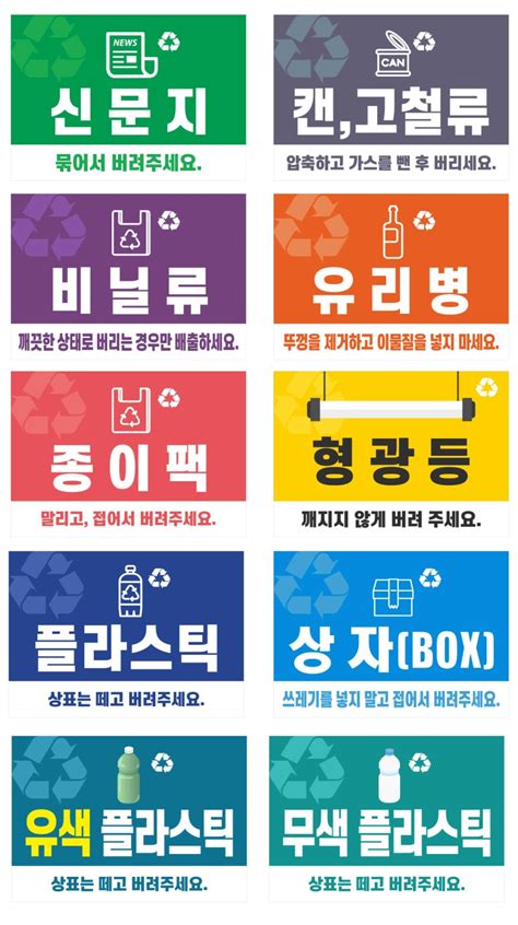 재활용 분리수거 표지판 품목별 재활용 분리수거 표찰양지로싸인몰 네이버 블로그