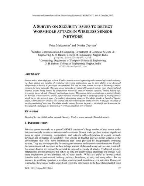 A Survey On Security Issues To Detect Wormhole Attack In Wireless