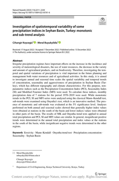 Investigation Of Spatiotemporal Variability Of Some Precipitation