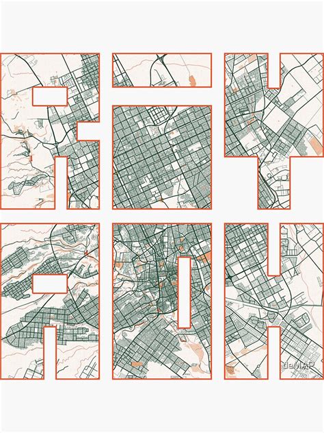 Riyadh City Map Of Saudi Arabia Bohemian Sticker For Sale By Demap