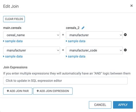 Editing Join Details Editing Join Details