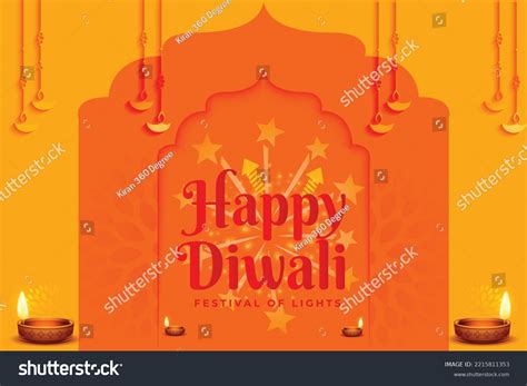 Diwali Deepavali Festival Holiday Design Hanging Stock Vector Royalty