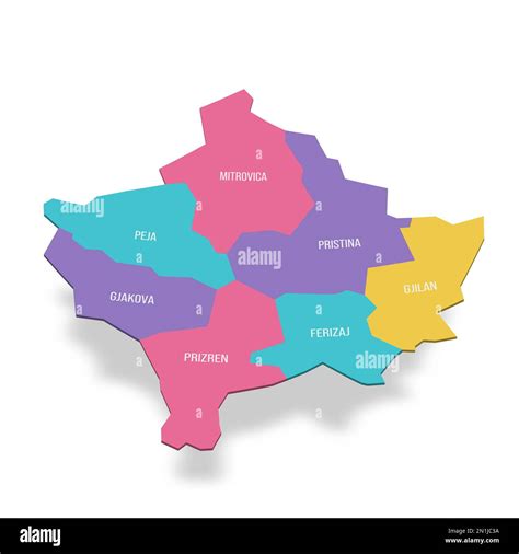 Kosovo Political Map Of Administrative Divisions Districts 3d