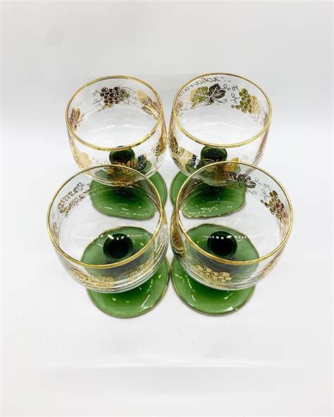 Vintage German Bockling Roemer Wine Glasses With Green Beehive Etsy