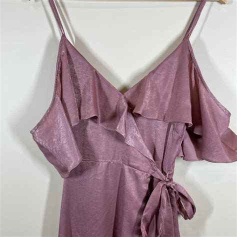 Lulu S Dress Moriah Rose Pink Satin Wrap Maxi Dress C Gem