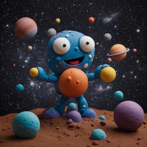 Designing A Whimsical Cosmic Adventure With Colorful Clay Figures And