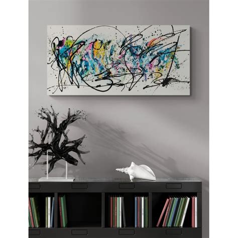 Tableau abstrait coloré panoramique grand format Artiste peintre Âme Sauvage