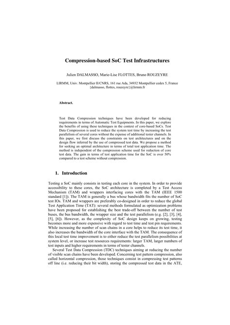 Pdf Compression Based Soc Test Infrastructures