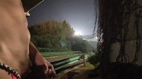 Masturbating Naked On The Side Of The Freeway At Night Gay Masturbation Masturbation Porn