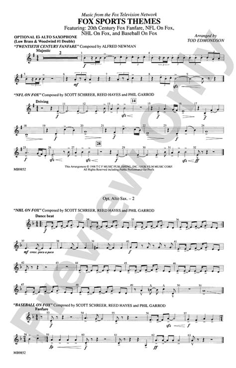 Fox Sports Themes Optional Alto Sax Optional Alto Sax Part Digital