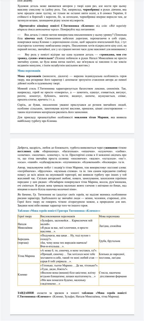 таблицю Мова героїв повісті ГТютюнника Климко Климко Зульфат