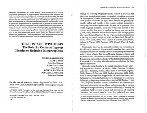 Pdf The Contact Hypothesis