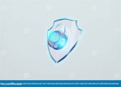 Shield And Lock With Fingerprint Hologram Fingerprint Scanner Concept Data Protection Cyber