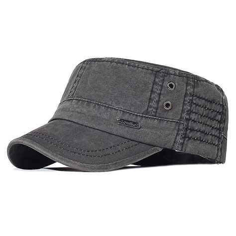 Mens Cotton Army Cap Cadet Hat Trucker Dad Hat Military Flat Top